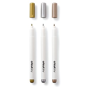 Cricut Joy Metallic Markers Permanent - Medium Point (1.0mm), For Use Joy Machine, Add Sparkle to Your Crafts, Smart Labels, Drawings & Notes, Set of 3 - Gold, Silver & Copper