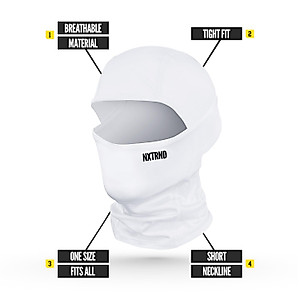 Nxtrnd Football Ski Mask, Shiesty Mask, Cooling Sports Balaclava (White)