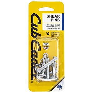 CUB CADET 490-241-C062 Shear Pin Set Kit 3X 24-34" Max Pro Trac Snow Throwers
