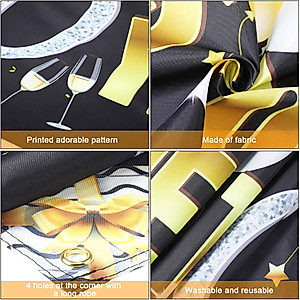 60th Birthday Banner Decorations for Men Women Happy 60th Birthday Banner Cheers to 60 Years Birthday Party Supplies Black Gold Backdrop for 60th Birthday Decor (70.9 x 15.7 Inch)