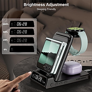 SwanScout Charging Station for Samsung Z Flip, SwanScout 703F, Wireless Charger for Samsung Galaxy Z Flip 5/Z Flip 4/Z Flip 3, Galaxy Watch 6/6 Classic/5/5 Pro, Galaxy Buds 2 Pro/Buds 2 (Foldable)