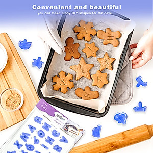 78Pcs Alphabet Cake Stamp Upper and Lower Case Fun Characters, Edible Cookie Stamp Embossed Alphabet Number Tool, Food Grade Fondant Letter Cutters for DIY Cake Biscuit Decorating