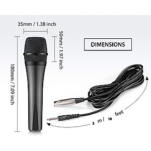 Dynamic Karaoke Microphone with Long Wire 16.4 Ft XLR Cable, Metal Handheld Mic Compatible with Karaoke Machine Speaker Amp Mixer for Karaoke Singing, Speech, Wedding, Stage and Outdoor