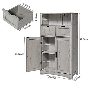 Iwell Storage Cabinet with Drawers & Shelf, Floor Storage Cabinet with Double Door, Sideboard, Cupboard for Living Room, Home Office