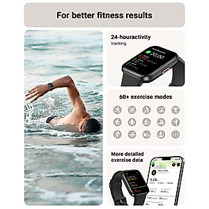 Smart Watch for Men Women(Call Receive/Dial), Alexa Built-in, 1.7" Touch Screen Fitness Tracker with Heart Rate Sleep Tracking, 60 Sports Modes, 5ATM Waterproof Smartwatch for Android iPhone, Black