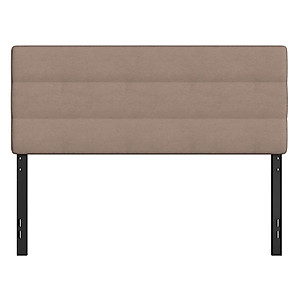 Flash Furniture Paxton Upholstered Headboard - Channel Stitched Taupe Fabric Upholstery - Queen - Adjustable Height from 44.5" to 57.25" From Floor