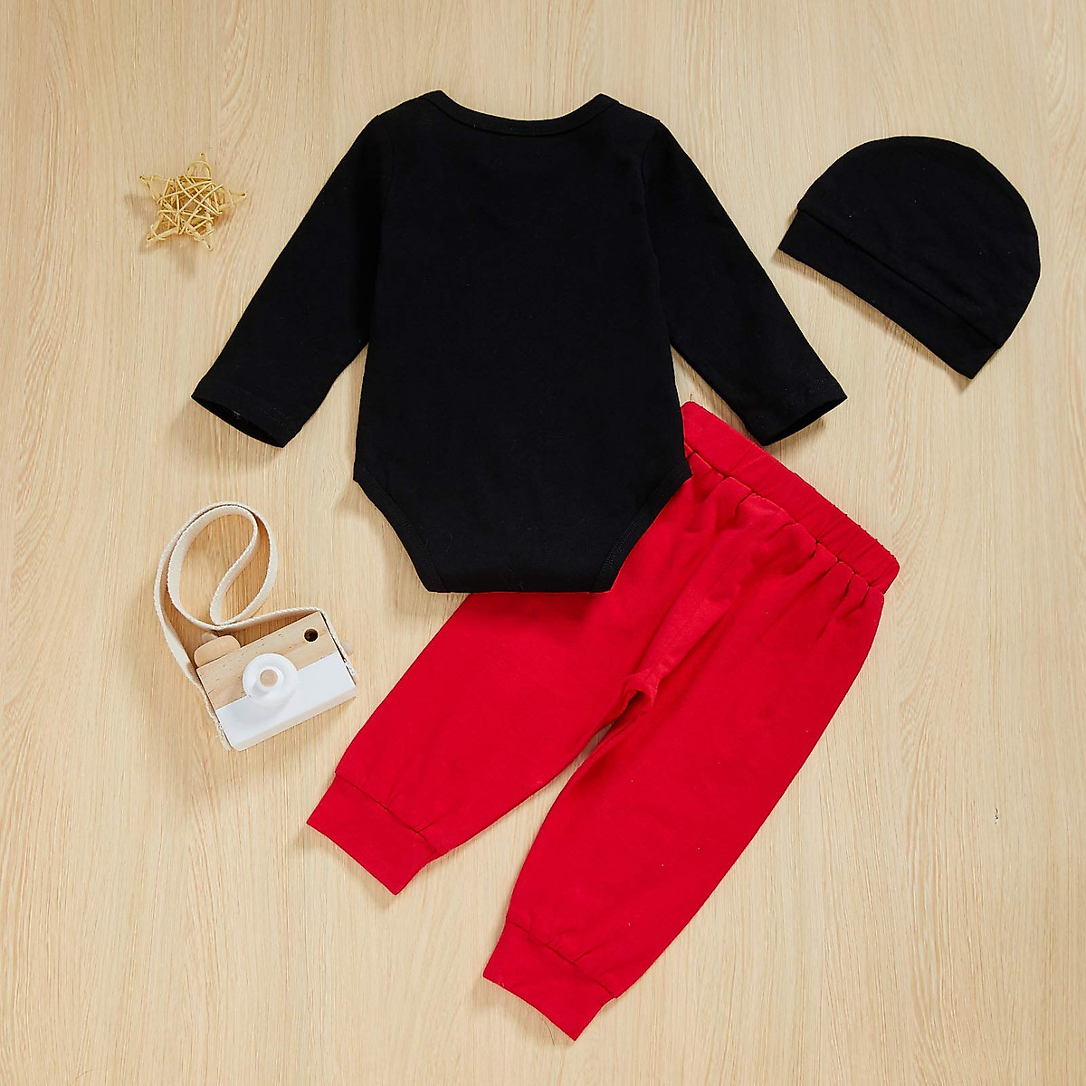 GRNSHTS Newborn Baby Boy Valentine's Day Outfits Mama's Boy Long Sleeve Romper+Love Pants+Hat 3Pcs Clothes (Black, 3-6 Months)