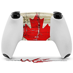 WraptorSkinz Skin Wrap compatible with Sony PS5 DualSense Controller Painted Faded and Cracked Canadian Canada Flag (CONTROLLER NOT INCLUDED)
