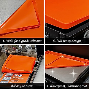28" Griddle Mat Silicone For Blackstone, Top Choice For Blackstone Griddle Accessories,Food Grade Silicone Grill Mat,Silicone Griddle Cover Perfect Cover Grill From Damage,Insects, Rust,（Orange）