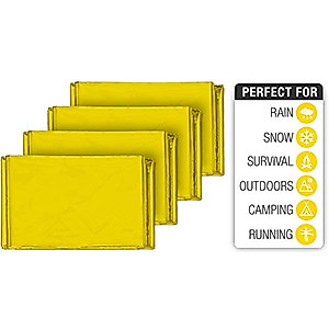 Swiss Safe Emergency Mylar Thermal Blankets + Bonus Gold Foil Space Blanket. Designed for NASA, Outdoors, Survival, First Aid, Gold, 25 Pack