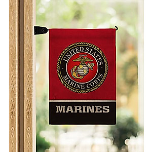 US MILITARY United State Burlap Garden Flag Set Mailbox Hanger Armed Forces Marine Corps USMC Semper Fi American Military Veteran Retire Official House Yard Gift Double-Sided, Made in USA