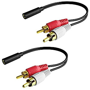 Y Connector Audio Cable 3.5mm Audio Female to 2 RCA Male Stereo Cable (2 Pack)