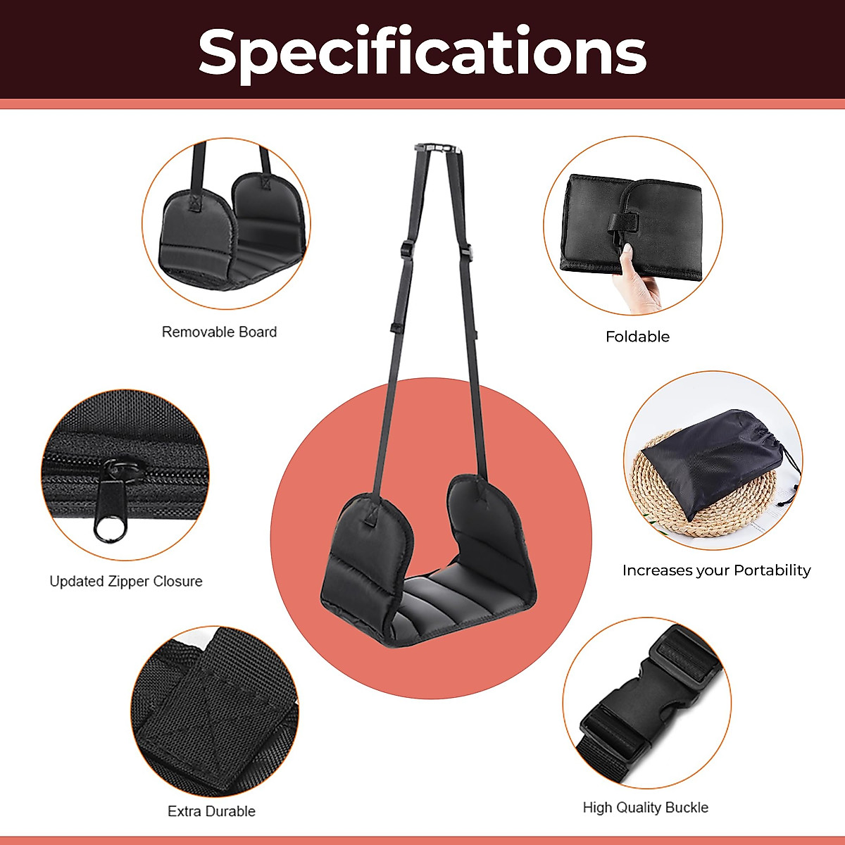 Swool Airplane Footrest: Elevate Your Travel with Compact & Portable Hammock Leg Comfort - Thickened Memory Foam for Support & Relaxation - Ideal for Flying, Office, and Bus Travel!