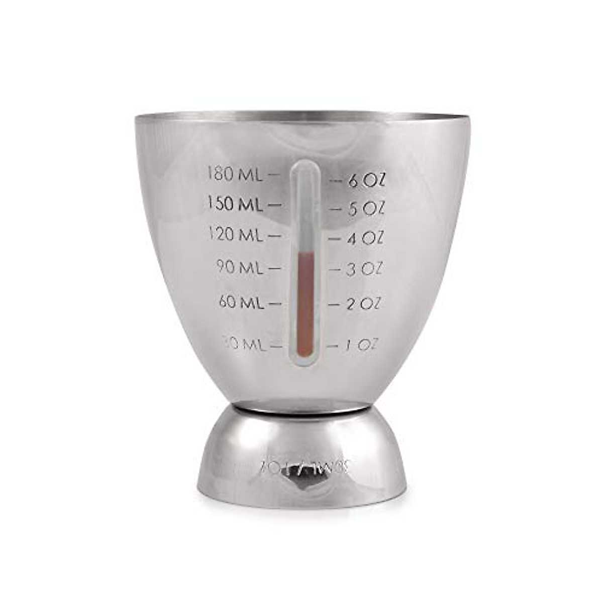 True Vista Double Jigger for Bartending, 6 Ounce Measuring Cup & 1 Ounce Cocktail Jigger Base, Stainless Steel Silver Polish Alcohol Measuring Tools & Barware Essentials, Set of 1, Silver