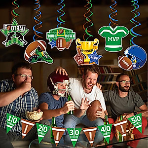 36Pcs Football Happy Birthday Banner Football Birthday Party Decorations with Football Party Hanging Decorations Super Bowl Birthday Decorations Football Themed Birthday Party Supplies