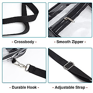 Clear Bag Stadium Approved, See Through Plastic Crossbody Purse with Pockets, Adjustable Transparent Shoulder Tote Bag