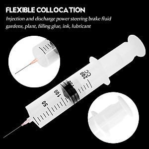 SHAOTONG 200ml Syringe with 2Pcs 40in Handy Plastic Tubing and 18Ga 20Ga Dispensing Needle, for Scientific Labs, Measuring, Watering, Refilling