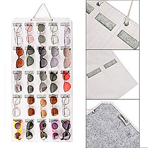 ESINGMILL Sunglasses Hanging Organizer, Eyeglass Storage Wall Mount Glasses Display Holder Pocket Hanger on Door
