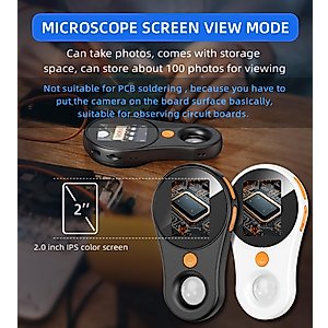 Macro Microscope Digital Fixed Focus 2.0 inch IPS Color Screen, 200w Pixel, 500x Magnification, Portable Handheld Magnifying Glass, Built-in 8LED Lights Compatible with Windows, Mac OS (Black)