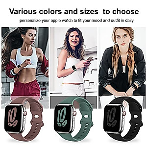 (6 Pack) Sport Band Compatible with Apple Watch Bands 38mm 40mm 41mm 42mm 44mm 45mm 49mm, Soft Silicone Replacement iwatch Strap Bands Compatible for Apple Watch Ultra SE Series 8 7 6 5 4 3 2 1 Men Women (38mm/40mm/41mm S/M, Black/Midnight Blue/Wine Red/S