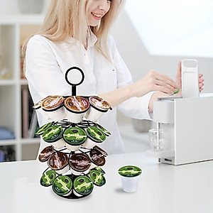 ROWISE K-Cup Pod Carousel Holder and Organizer for 36 Pods - Spins 360 Degrees, Detachable, Modern Metal Design in Black for Home and Office Counters