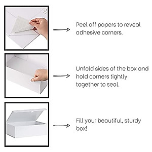 Purple Q Crafts White  Hard Gift Box With Magnetic Closure Lid 14x9x4 Rectangle Favor Boxes With White Glossy Finish (1 Box)