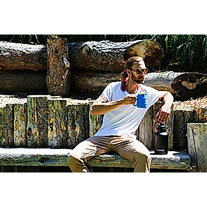 EcoVessel Double Barrel Mug Insulated Travel Coffee Cup with Lid & Wide Grip Handle Stainless Steel Beer Stein, Travel Whiskey Glass, Country Travel Mug or a Moscow Mule Tumbler Cup