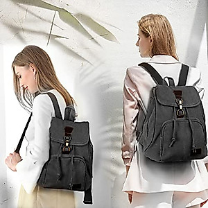 Eshow Canvas Backpack Purse for Women Canvas School Backpacks Small Casual Daypack for Men Women Anti-theft Work Daily Girls