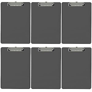 Trade Quest Plastic Clipboard Opaque Color Letter Size Low Profile Clip (Pack of 6) (Gray)