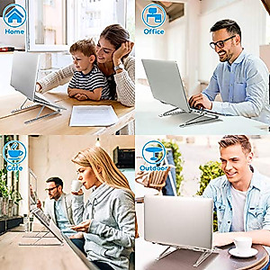 Laptop Stand Ergonomic Foldable 10 Angle Anti-Slip Adjustable Laptop Holder Notebook Portable Computer Riser Compatible with Most 10-15.6”Laptops for Desk Silver