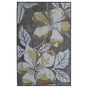 iCustomRug Decorative Kitchen or Bathroom Mat, Non-Skid, Luxurious Thick & Dense Pile, Machine Washable Interior Accent Mat 30" X 45" Blooming Flowers Yellow and Taupe