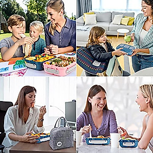 27Pcs Bento Box Kids,XIANKE Lunch Box Kit,1300ML Container for Kids/Adult/Toddler,Durable Leak-proof 4 Compartments Box with Spoon Fork Bag Accessories,Microwave Dishwasher Freezer Safe,BPA-Fre