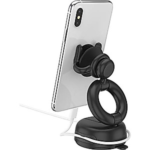 PopSockets Multi-Use Phone Mount: Dash Mount, Windshield Phone Mount, and Phone Mount for Desk - Black