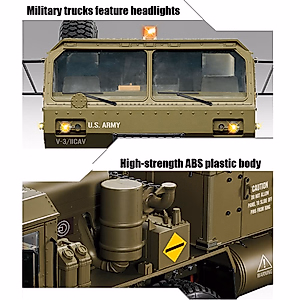 QIYHBVR RC Military Truck, 8WD Off-Road Remote Control Army Cars, 2.4Ghz 8X8 1:12 Scale, RC Vehicle Army Truck Transport Electric Toy for Adult Boys Kids Gift