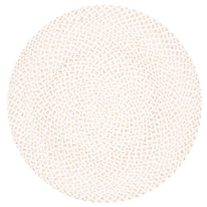SAFAVIEH Braided Collection Area Rug - 8' Round, Ivory & Beige, Handmade Country Cottage Reversible, Ideal for High Traffic Areas in Living Room, Bedroom (BRD801A)