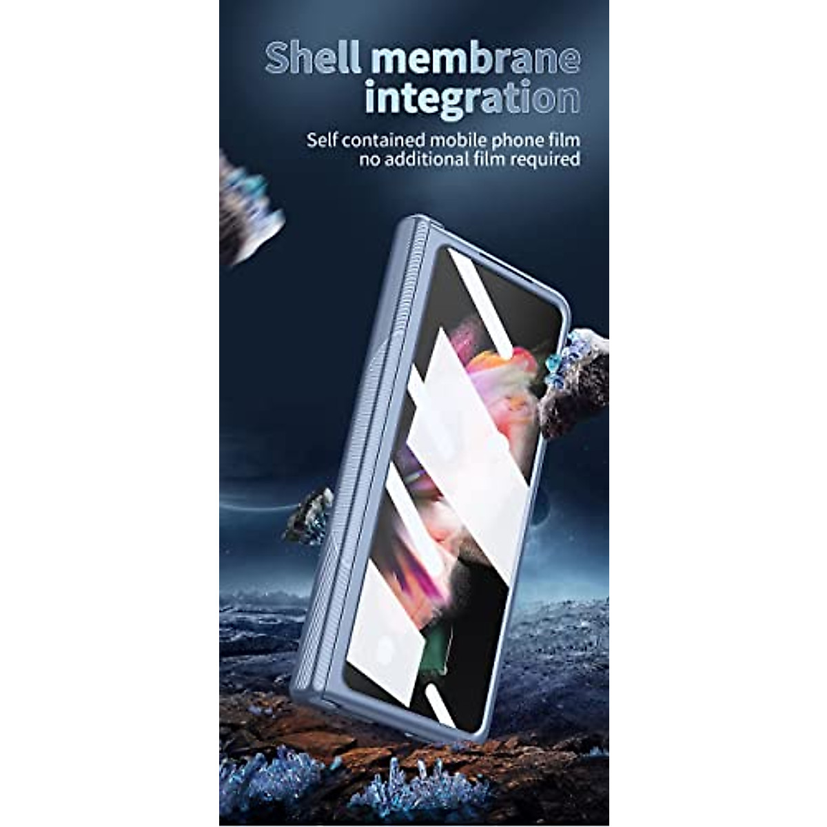 Case with S Pen for Samsung Galaxy Z Fold 3 5G 2021 with Removable Hinge Protection Holder and Built-in Camera Lens Protector and Front Screen Protector