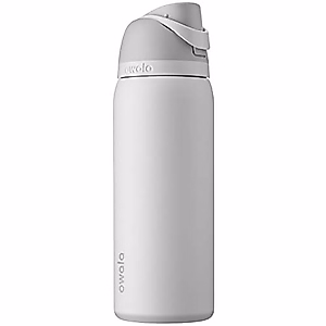 Owala FreeSip Insulated Stainless Steel Water Bottle, 32-oz, Shy Marshmallow & FreeSip Insulated Stainless Steel Water Bottle with Straw for Sports and Travel, BPA-Free, 32-oz, Blue/Teal (Denim)