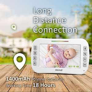 Axvue Video Baby Monitor, Comfortable Slim Design Handheld Enclosure, 4.3" Screen Monitor & 2 Camera, Range up to 1000ft, 12 Hour Battery Life, 2-Way Talk, Night Vision, Temperature Monitor, No WiFi.