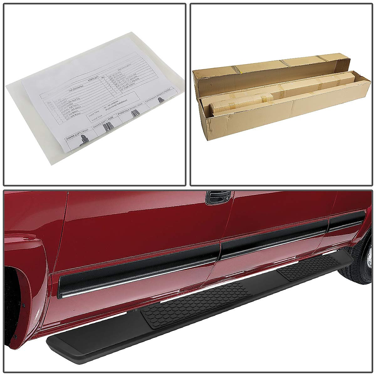 DNA Motoring STEPB-ZTL-8238-SSBK 5 Inches Wide Powder Coated Side Step Nerf Bar Running Boards Compatible with 2004-2014 Ford F150 Super Cab