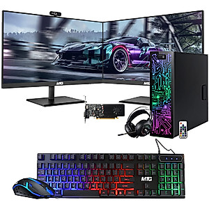 TechMagnet Gaming Desktop PC, Intel Core i7-4770 Zeus, GT 1030 Graphics, 16GB RAM, 1TB SSD | 2TB HDD, RGB Keyboard Mouse, RGB Headphone, Webcam, New Dual MTG 27 inch Monitor Win 10 Pro (Renewed)