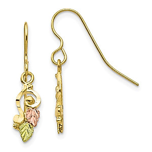 10k Tri-color Black Hills Gold Shepherd Hook Earrings Q10BH634