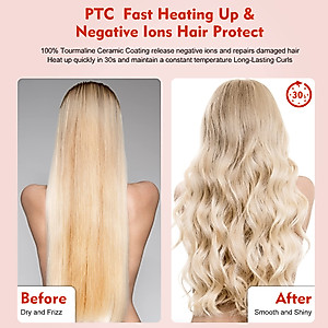 Curling Iron Set, USHOW 6 in 1 Curling Wand Set Hair Iron Kit Instant Heat Up Hair Curler with 6 Interchangeable Tourmaline Ceramic Barrels (0.35'' to 1.25'') Temperature Adjustments, with Gloves