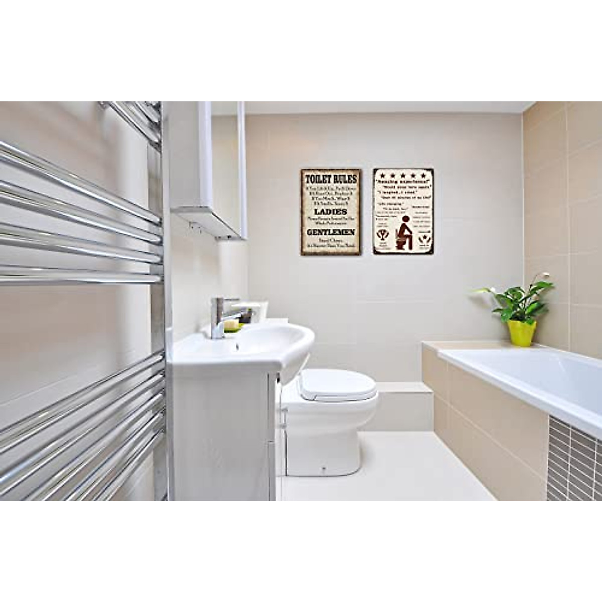 Funny Toilet Rules Warning Sign Metal Tin sign Retro Funy Bathroom Decor for Bar Cafe Pub Home 8x12 Inch