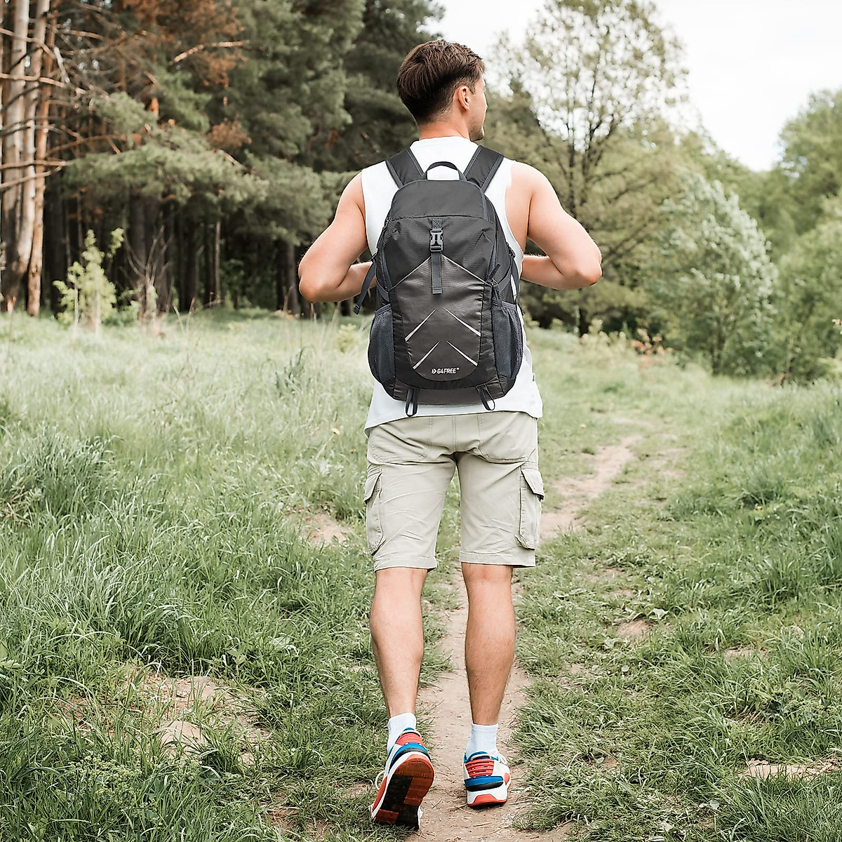 G4Free 30L Packable Hiking Backpack, Lightweight Foldable Daypack Water Resistant for Outdoor Hiking Traveling Camping(Black/Grey)