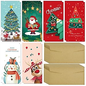 Fibevon Christmas Money Holder for Cash Gifts with Envelopes - 30 Pack of Christmas Gift Card Holder Money Envelopes for Cash Christmas Decoration for Xmas, Holiday, and New Year