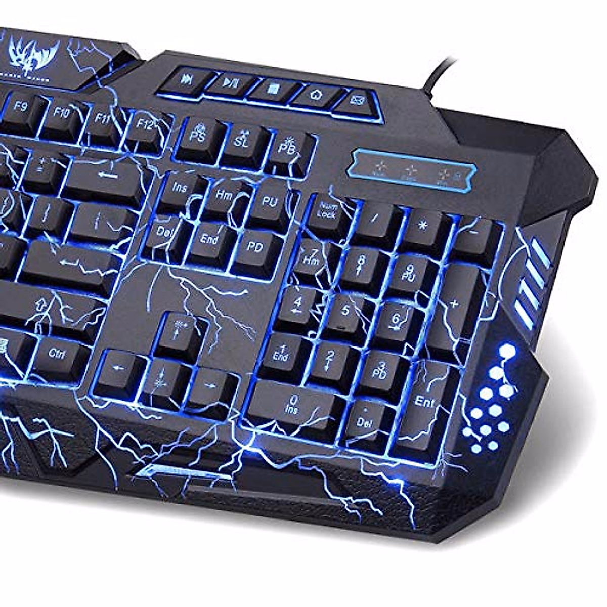 Ants-Store - LED 3 Color Backlight/Crackle M-200 Multimedia Ergonomic USB Gaming Keyboard