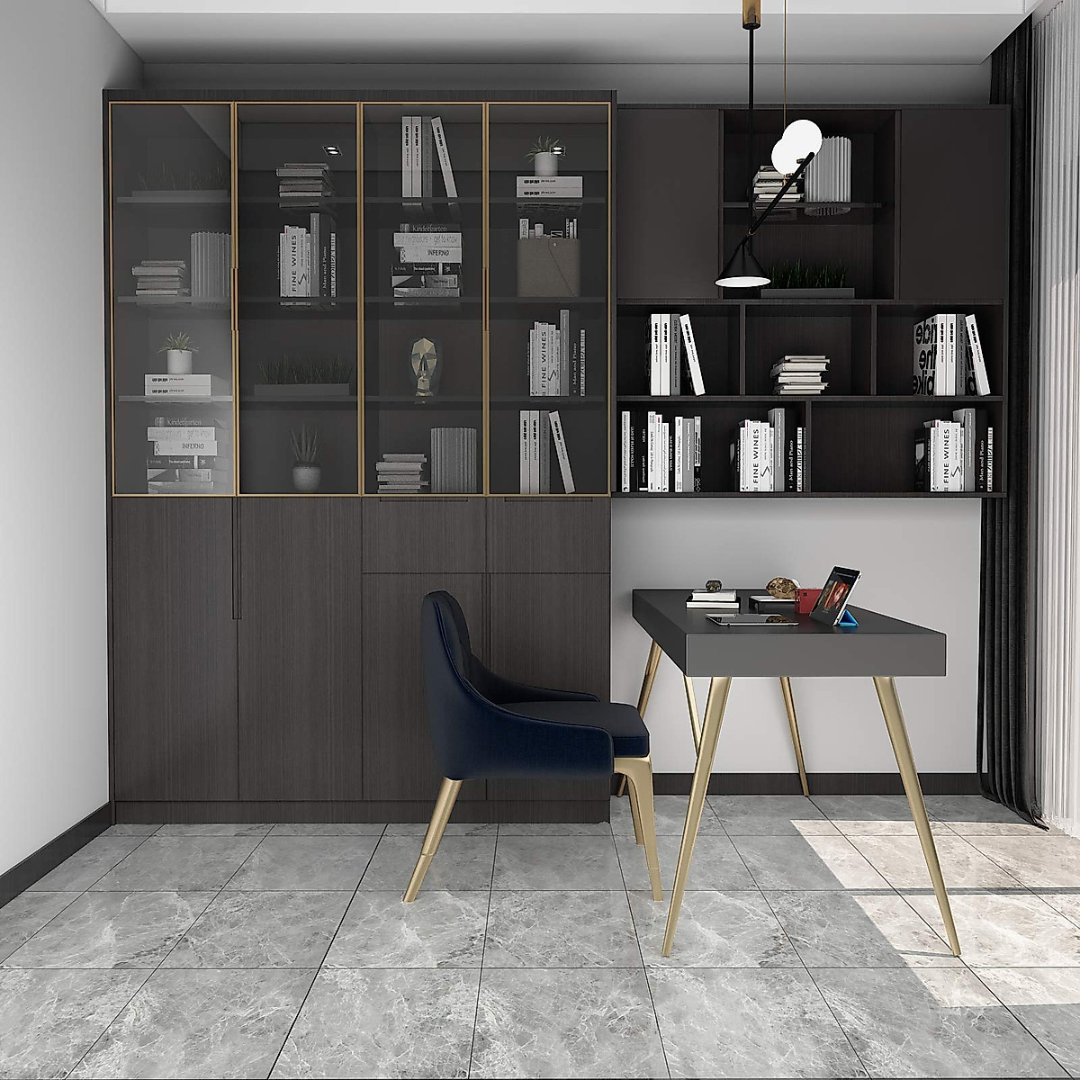 VEELIKE Vinyl Floor Tiles Peel and Stick 12''x12'' Dark Grey Marble Flooring Tiles Self Adhesive Waterproof Floor Vinyl Sticker Tiles Decorative for Bedroom Bathroom Kitchen Walls Basement 4 Pack