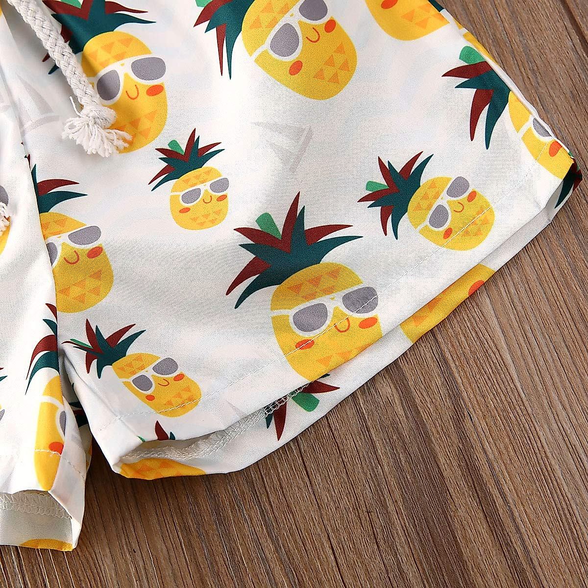 Infant Toddler Baby Boy Hawaiian Beach Shorts Swim Trunks Cartoon Animal Little Boys Board Shorts Swimwear (B-White Pineapple, 6-12 Months)