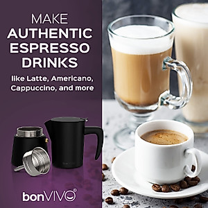 bonVIVO Intenca Stovetop Espresso Maker - Luxurious Italian Coffee Machine Maker, Stainless Steel Espresso Maker Full Bodied Coffee, Espresso Pot For 5-6 Cups, 10 oz Moka Pot Red Finish