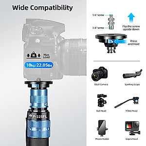 SIRUI P-325FL Carbon Fiber Monopod with Feet, 67" Professional Monopod for Cameras, Lightweight Travel Monopod for DSLR Camera, Max Load 22lbs, 360° Panorama, 5-Section, Quick Release Plate